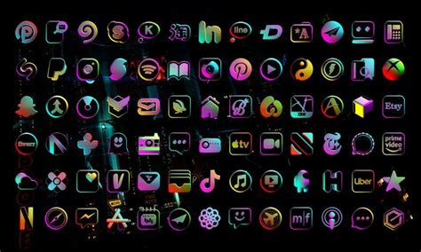 Cyberpunk Ios Theme Ios Icons Android Icon Pack Neon App Icon Set
