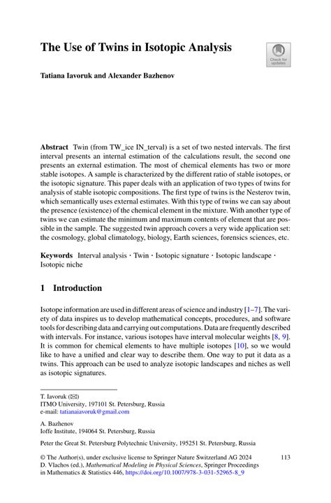 Pdf The Use Of Twins In Isotopic Analysis