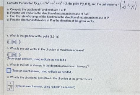 Solved Consider The Function F X Y Z 3x2 Y2 4z2 2 The Chegg