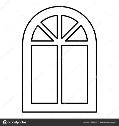 Window Frame Semi Round At The Top Arch Window Icon Black Color Outline