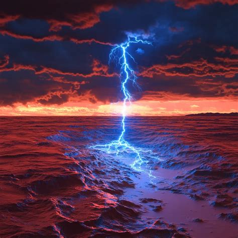 海面を貫くリアルな雷の衝撃｜イラスト・フリー素材なら「シンテリ」
