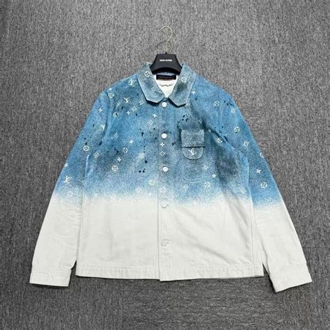 Louis Vuitton Lv Gradient Snowfall Monogram Denim Jacket Blue L Grailed