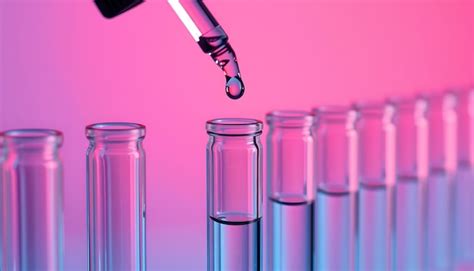 Test Tube Row Concept Of Medical Or Science Laboratory Liquid Drop