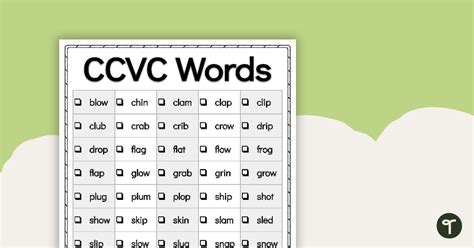 Cvc Ccvc Cvcc Word Lists At Kristen Kerri Blog