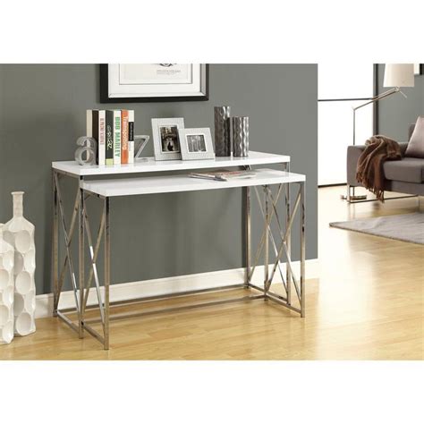 Glossy White Nesting Console Table 2 Piece Hd3027 The Home Depot