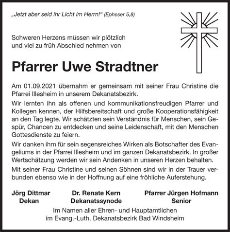 Traueranzeigen Von Uwe Stradtner Trauerflzde
