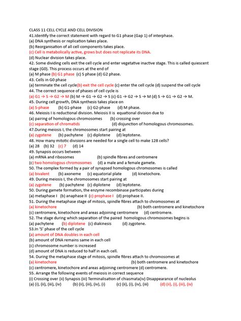 Class 11 Cell Cycle And Cell Division Download Free Pdf Meiosis