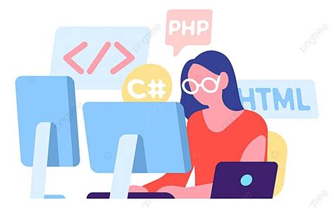 Coding Programming Clipart PNG Images Woman Coding In Different