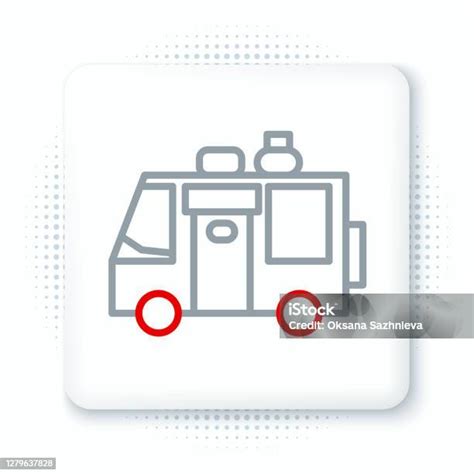 흰색 배경에 격리 된 라인 Rv 캠핑 트레일러 아이콘 여행 모바일 홈 캐러밴 여행을위한 홈 캠핑 다채로운 개요 개념 벡터 고풍