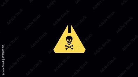 D Animation Of Yellow Triangle Warning Seamless Loop Animation Radiation Hazard Symbol D