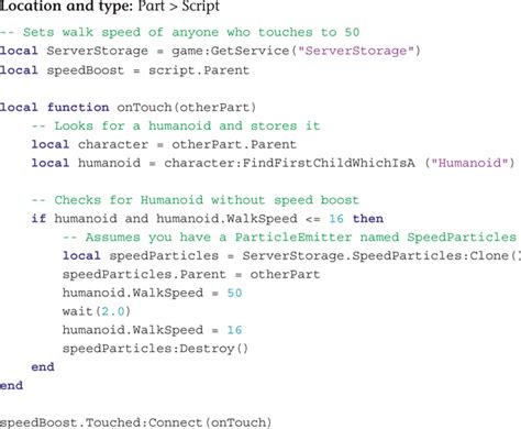 Code Snippets Coding With Roblox Lua In Hours The Official Roblox Guide Book