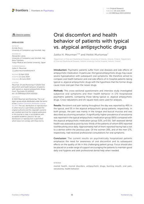 PDF Oral Discomfort And Health Behavior Of Patients With Typical Vs