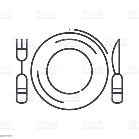 숟가락 포크와 나이프 아이콘 선형 절연 일러스트레이션 얇은 선 벡터 웹 디자인 기호 흰색 배경에 편집 가능한 스트로크와 개요 개념 기호 개체 그룹에 대한 스톡 벡터 아트 및