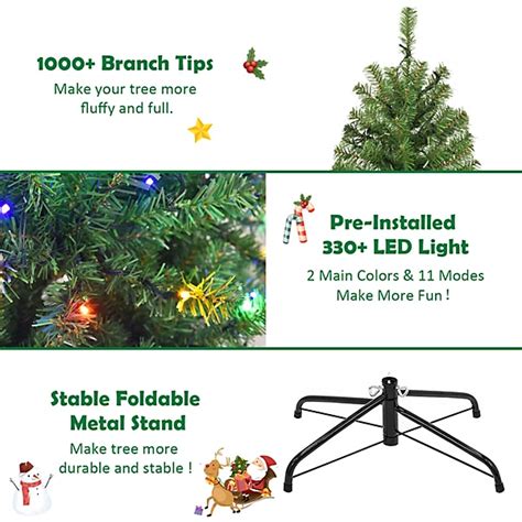 Costway 6 Ft Pre Lit Artificial Christmas Tree W 350 Warm White Green