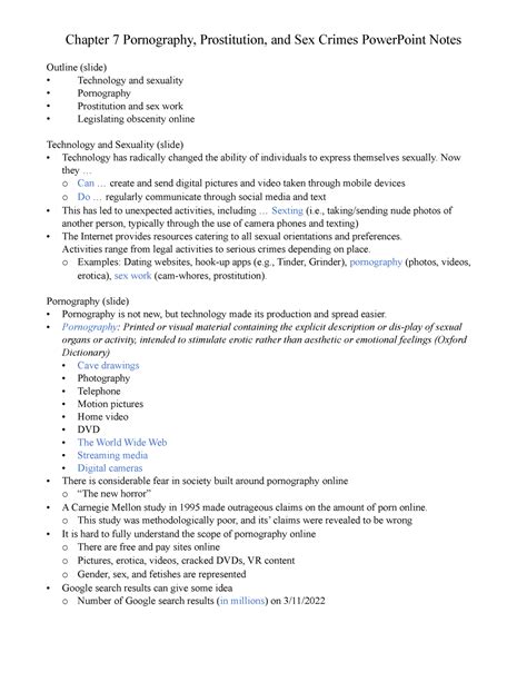 Chapter 7 Power Point Notes Chapter 7 Pornography Prostitution And Sex Crimes PowerPoint