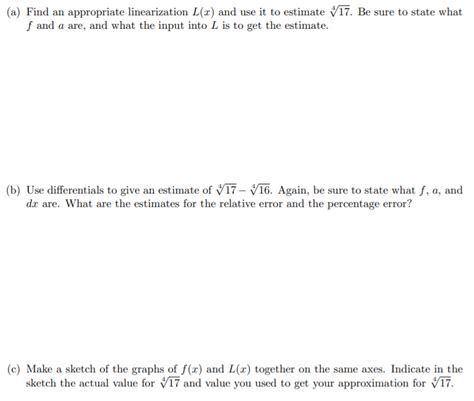 Solved A Find An Appropriate Linearization Lx And Use It
