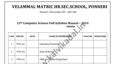 12th Computer Science Practical Full Syllabus Manual English Medium
