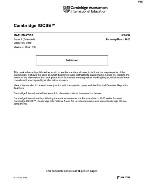March 2023 V2 Ms Paper 4 Caie Maths Igcse Pdf Question