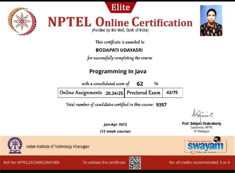 Bodapati Udayasri On Linkedin Here Is My New Certification From Nptel