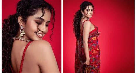Anupama Parameswaran Beautiful Looks In Red Saree Anupama