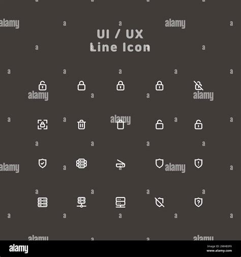 Simple White Minimal Line Ui Ux Icon Set Stock Photo Alamy