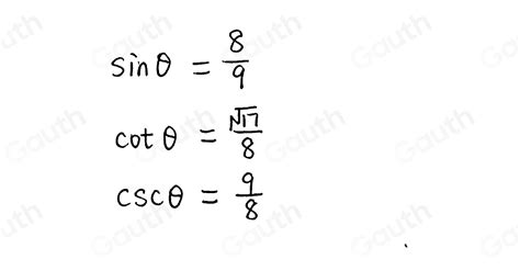 Solved Find sin θ cot θ and csc θ where θ is the angle shown in the figure Give exact
