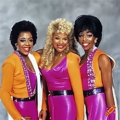 Iconic 80s Music Group The Pointer Sisters In Colorful Outfits For Performance On Craiyon