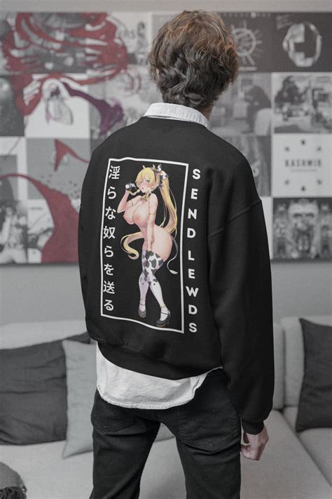 Lewd Hucow Anime Girl Printed Sweatshirt Men Women Fashion Etsy