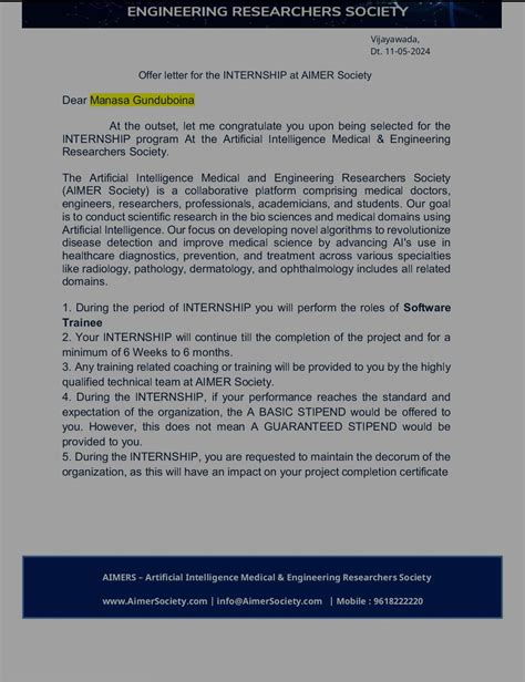 Manasa Gunduboina On Linkedin Internship Aimers