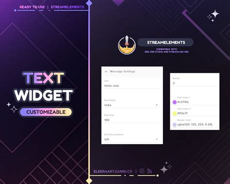 widget text customizable twitch streamelements obs etsy