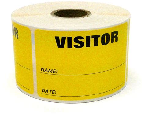 3 X 2 Fluorescent Color Visitor Labels Pass 500 Per Roll Yellow