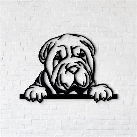 Декоративное панно из дерева Woodyard Китайский шарпей 60x43 см Черный 5139sblack24 фото