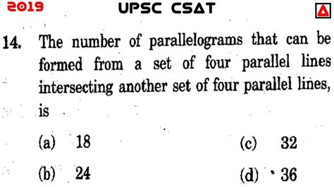 The Number Of Parallelograms That Can Be Formed From A Set Of Four Parallel Lines Upsc Prelims