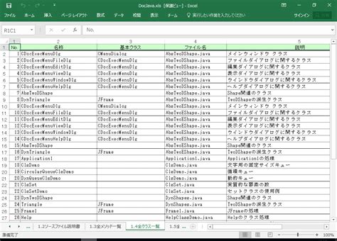 Eclipse Java システム 仕様書プログラム 設計書 サンプル 例 Eclipse Java対応 全クラス一覧