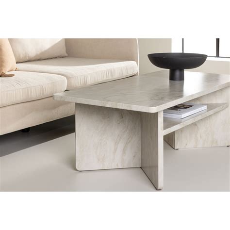 Table Basse Effet Marbre Alesund 120cm Beige