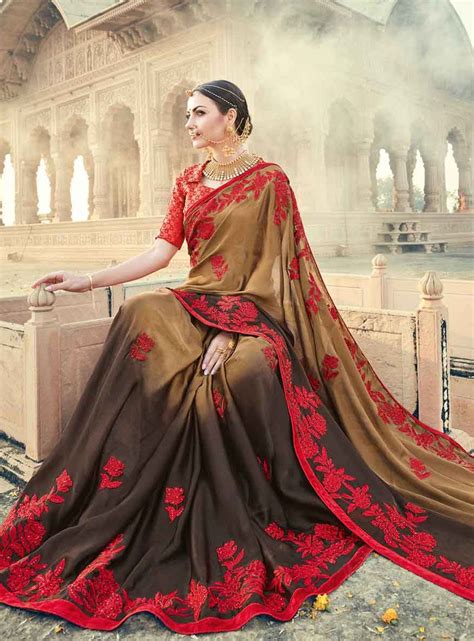 Brown Satin Festival Wear Saree 120993 Festival Wear New Saree