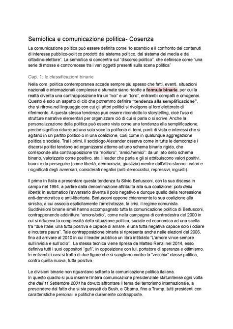 Riassunto Semiotica E Comunicazione Politica Docsity
