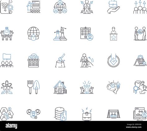 Tillage Realm Line Icons Collection Plow Cultivate Soil Furrow