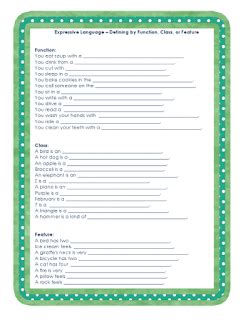 Ms Lanes SLP Materials Expressive Language Function Feature