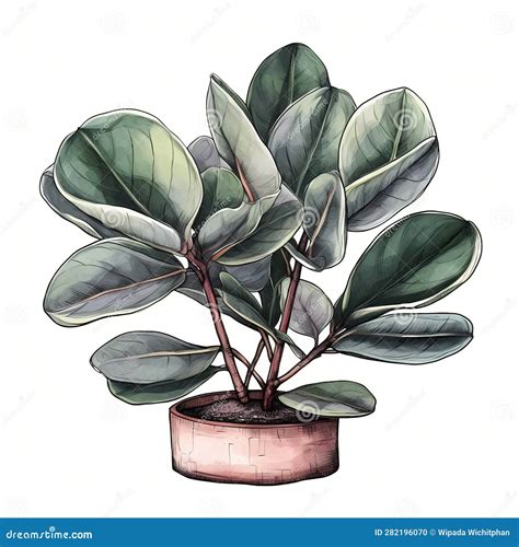 Vintage Tropical Vintage Tree In Clay Pot Isolated Stock Illustration