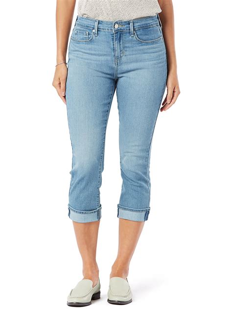 Levi Strauss Signature Womens And Womens Plus Mid Rise Capri Jeans
