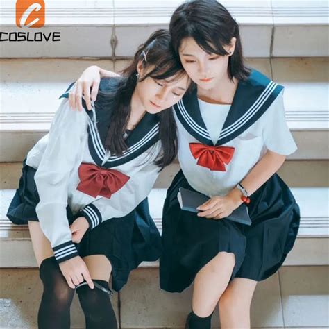 2022 White Schoolgirl Uniform Japanese Class Navy Sailor School