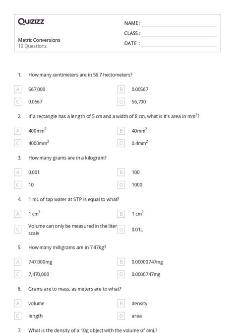 50 Scale And Conversions Worksheets For 7th Class On Quizizz Free