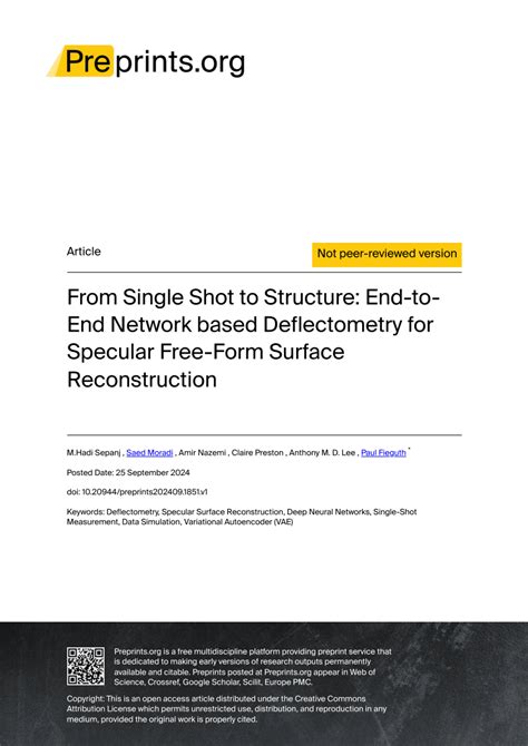 Pdf From Single Shot To Structure End To End Network Based Deflectometry For Specular Free