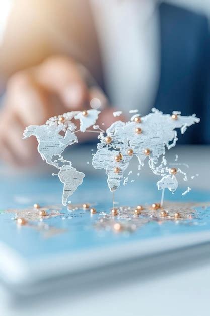 A Global Map Of The World Is Spread Out On An Office Table With