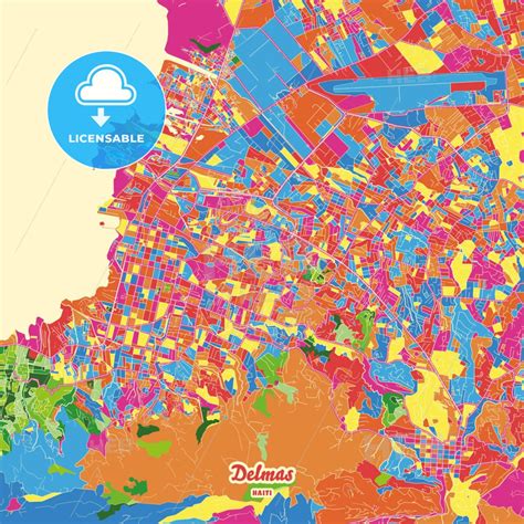 Delmas Ouest Haiti Crazy Colorful Map Print Template In 2022