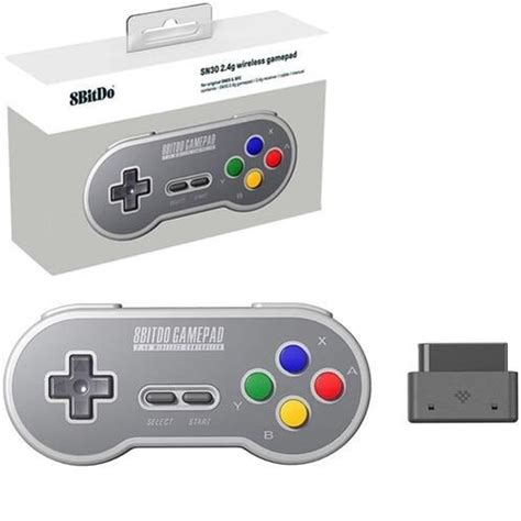 Controle Sem Fio 8bitdo Sn30 2 4g Adaptador Para Super Nintendo Cinza