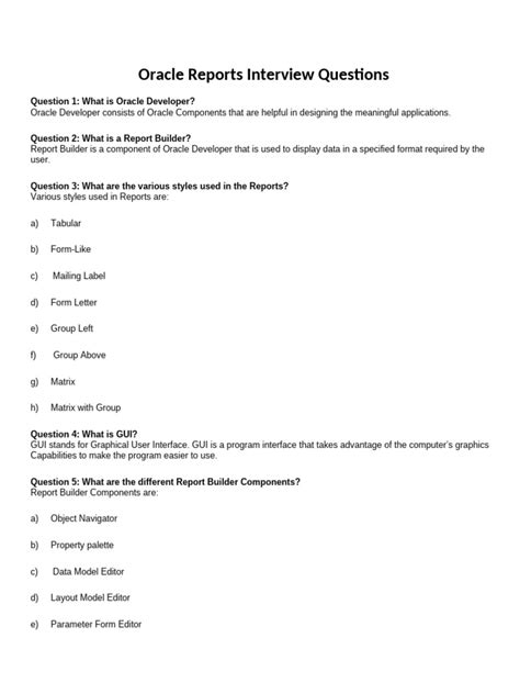 Oracle Reports Interview Questions Pdf Parameter Computer Programming Graphical User