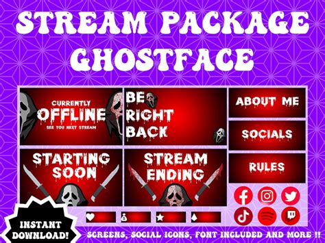 Ghostface Overlay Package Horror Twitch Overlay Package Twitch Stream