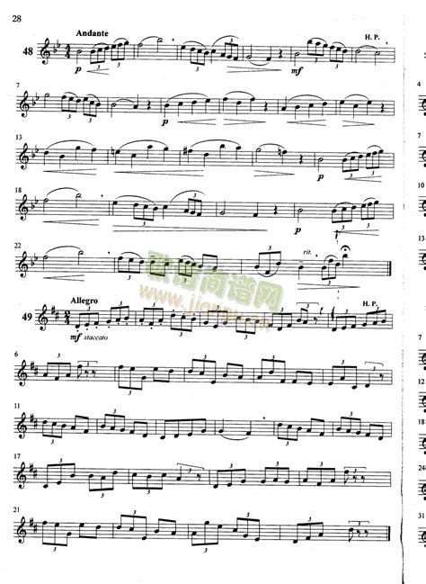 萨克斯管练习曲第100—028页 歌谱简谱网